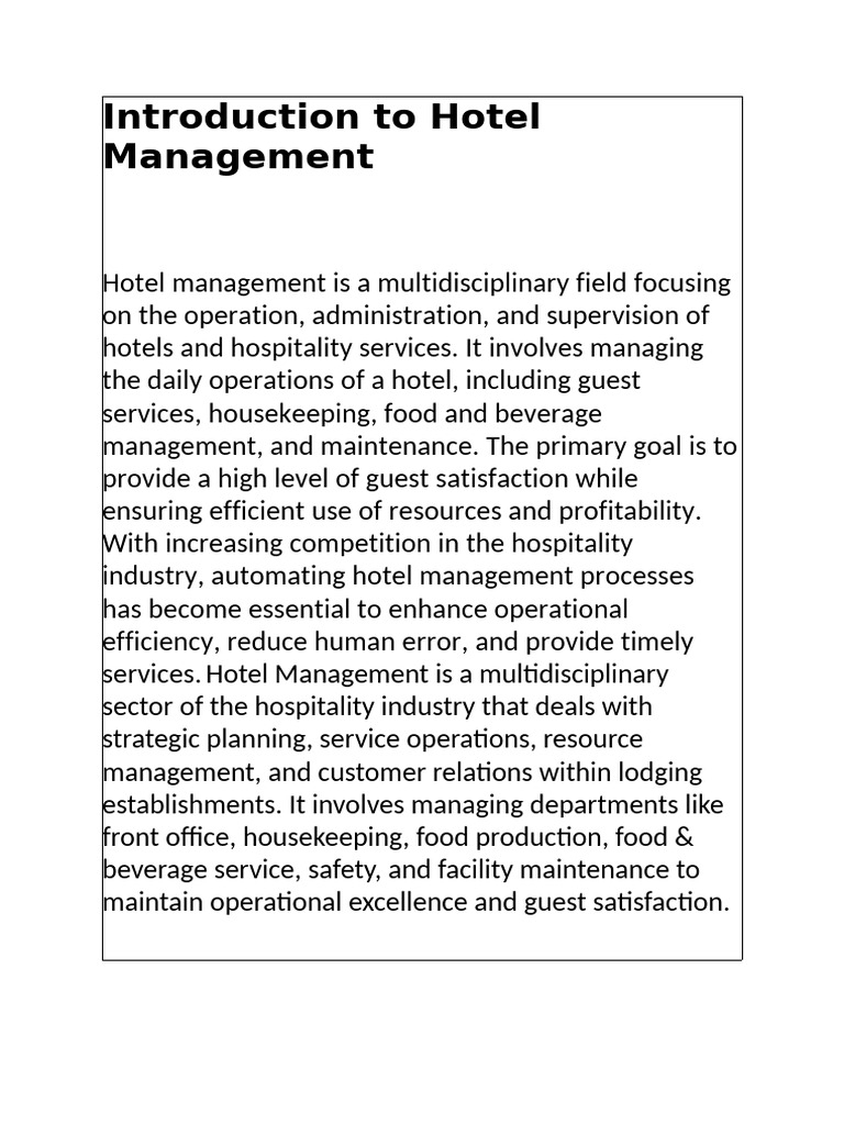 Hotel Management System Overview | PDF | Software Testing | Internet Of ...