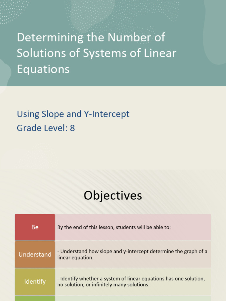 System of Linear Equations Solutions | PDF | Slope | Mathematical Relations