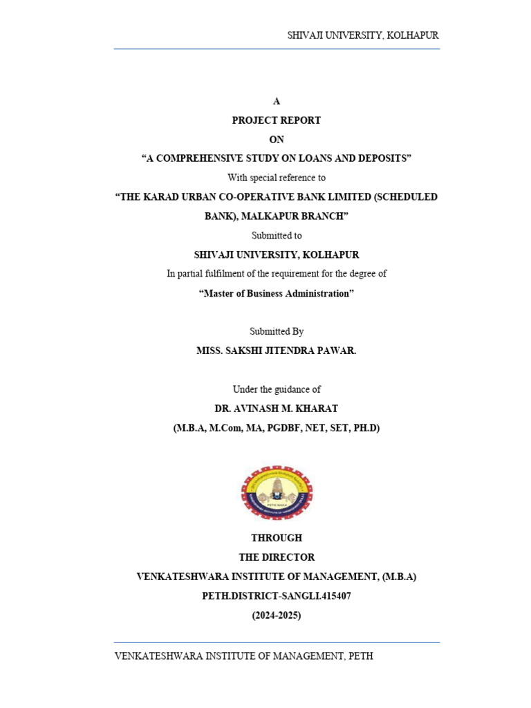 Study on Loans and Deposits at Karad Bank | PDF | Loans | Banks