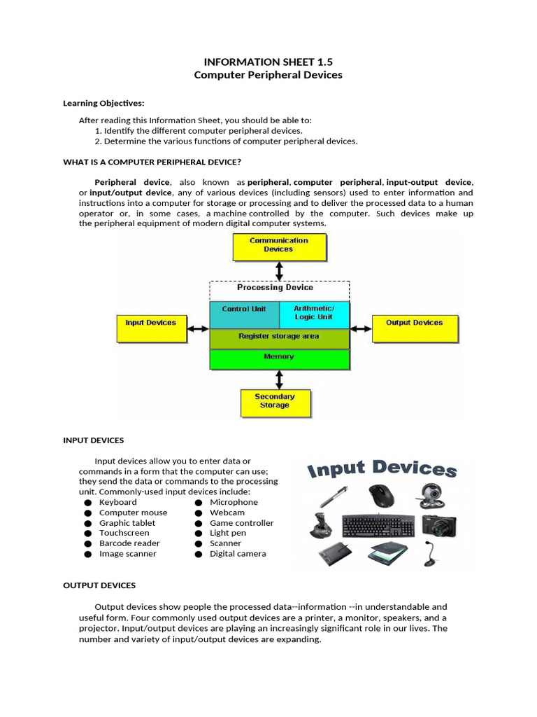 1.5 Computer Peripheral Devices | PDF | Computer Data Storage | Input/Output