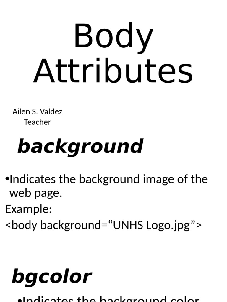 Body and Headings Attributes | PDF