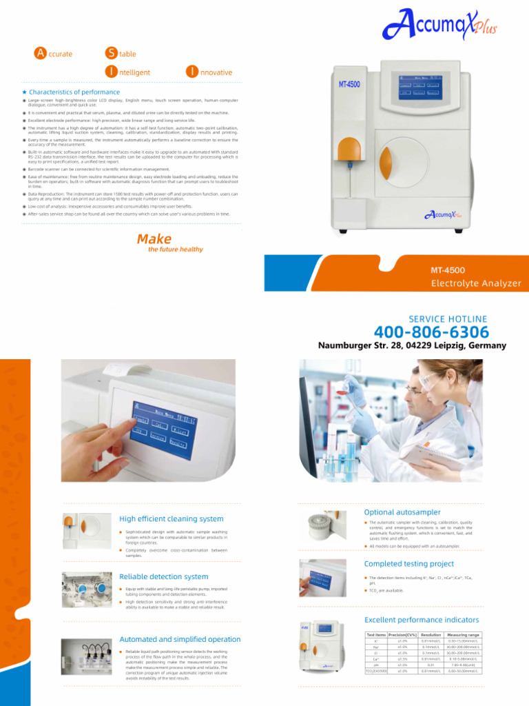 Accumax Plus MT4500 Electrolyte Analyzer Catalogue 720p | PDF