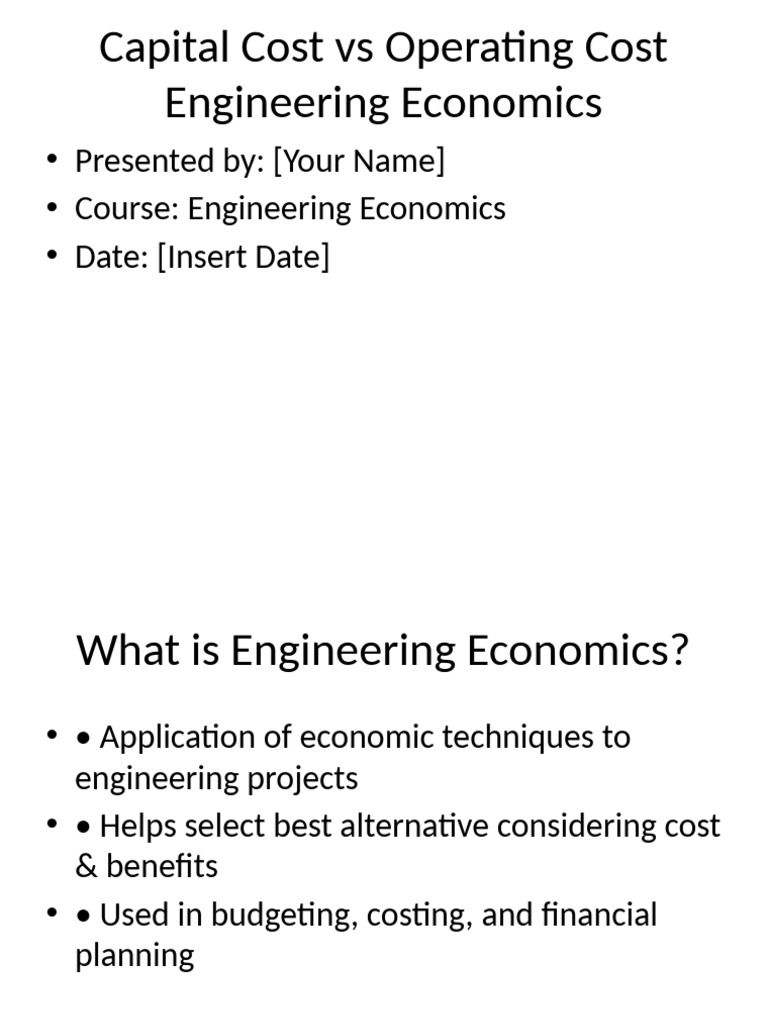 Capital vs Operating Costs Explained | PDF | Capital (Economics) | Cost