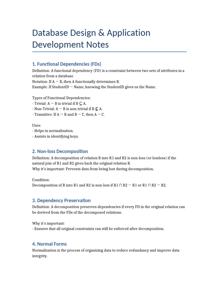 Database Design Notes | PDF | Information Technology Management ...