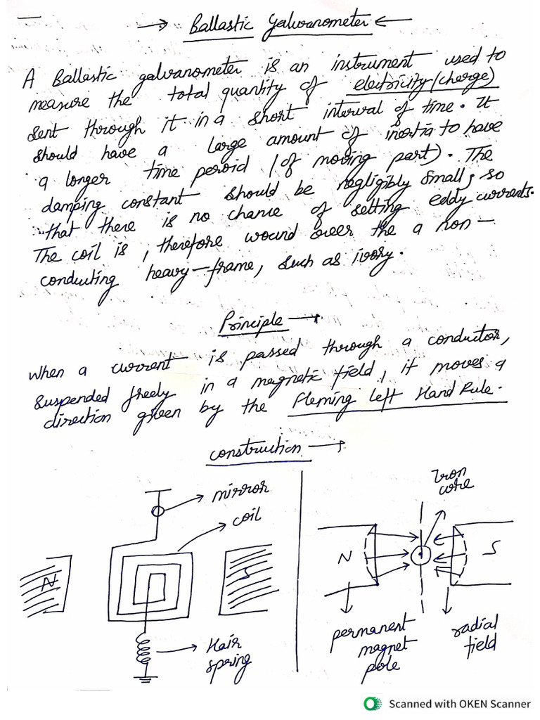 Physics Assignment Ballistic Galvanometer | PDF