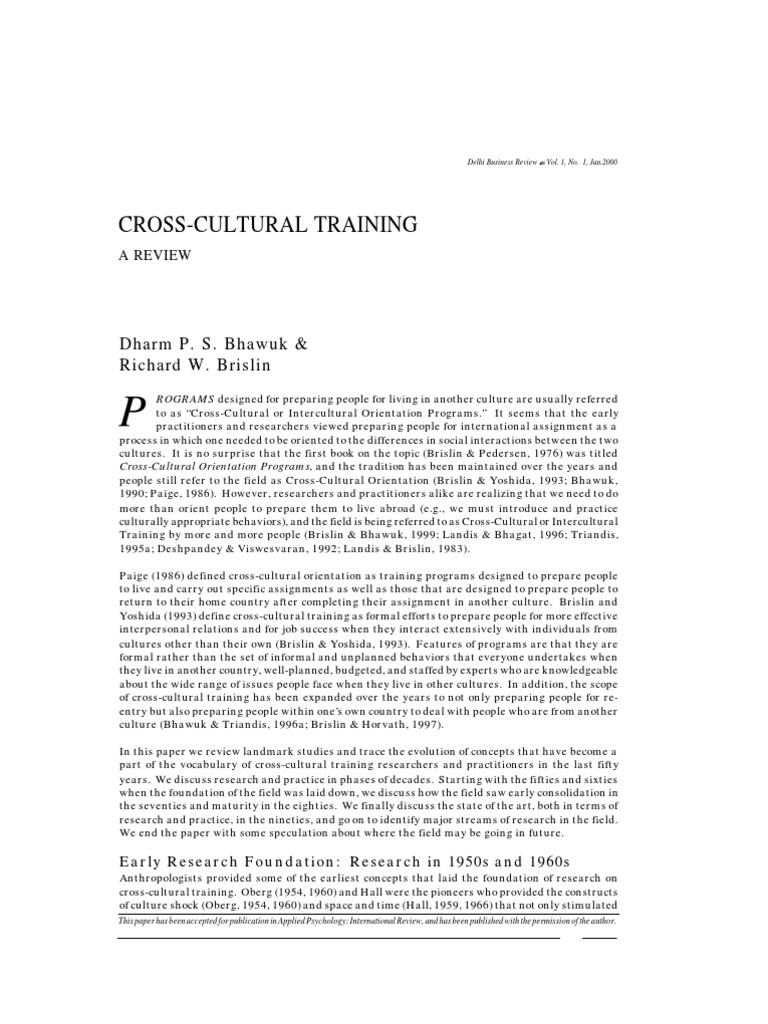 Cross Cultural Training Pdf Cross Cultural Communication Cross Cultural