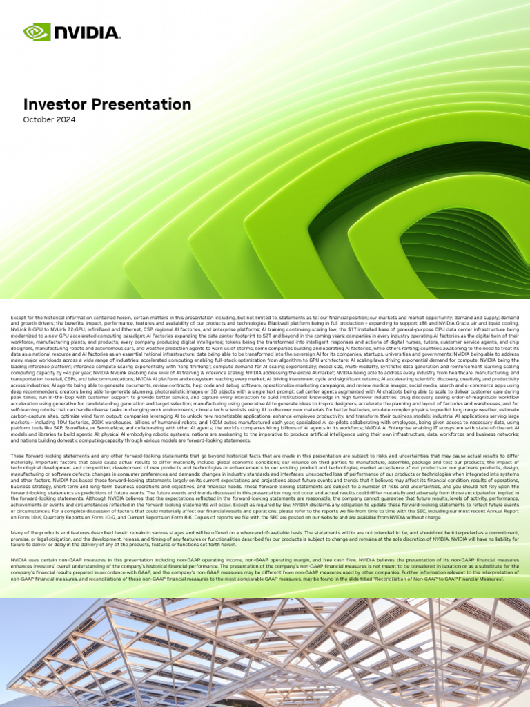 NVIDIA Investor Presentation Overview | PDF | Artificial Intelligence ...