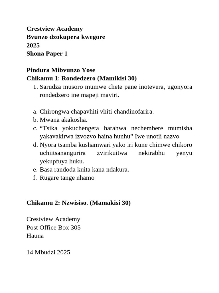 ChiShona Form 1 Paper 1 | PDF | Chess Theory | Chess Openings
