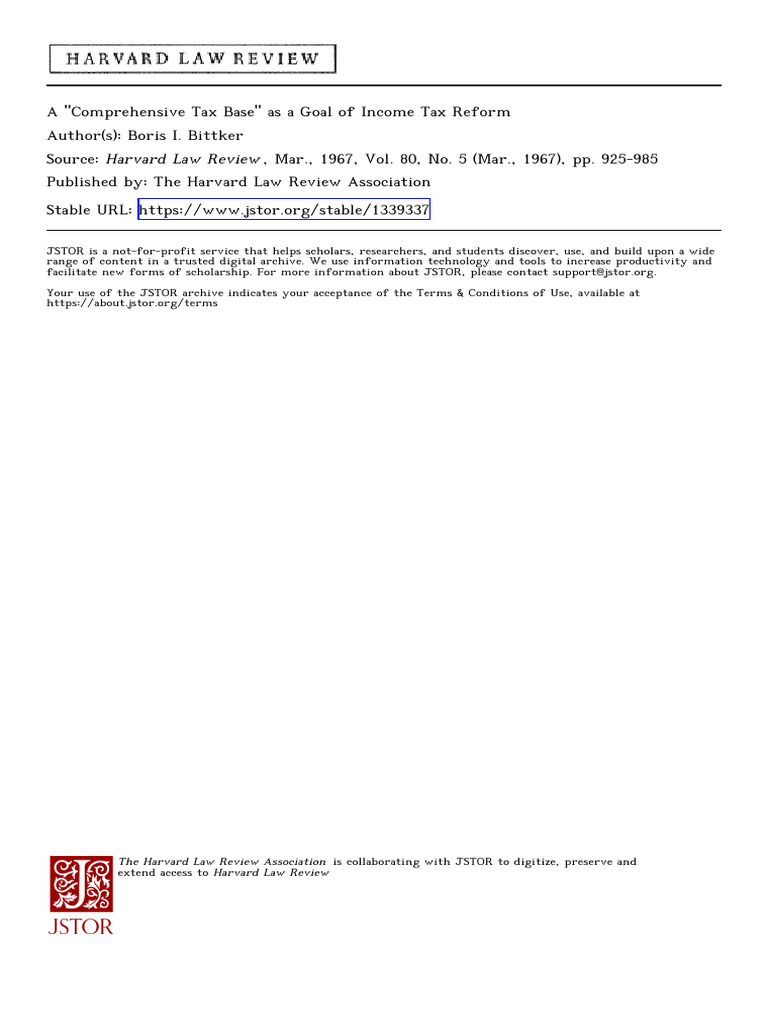 A Comprehensive Tax Base | PDF | Taxes | Income