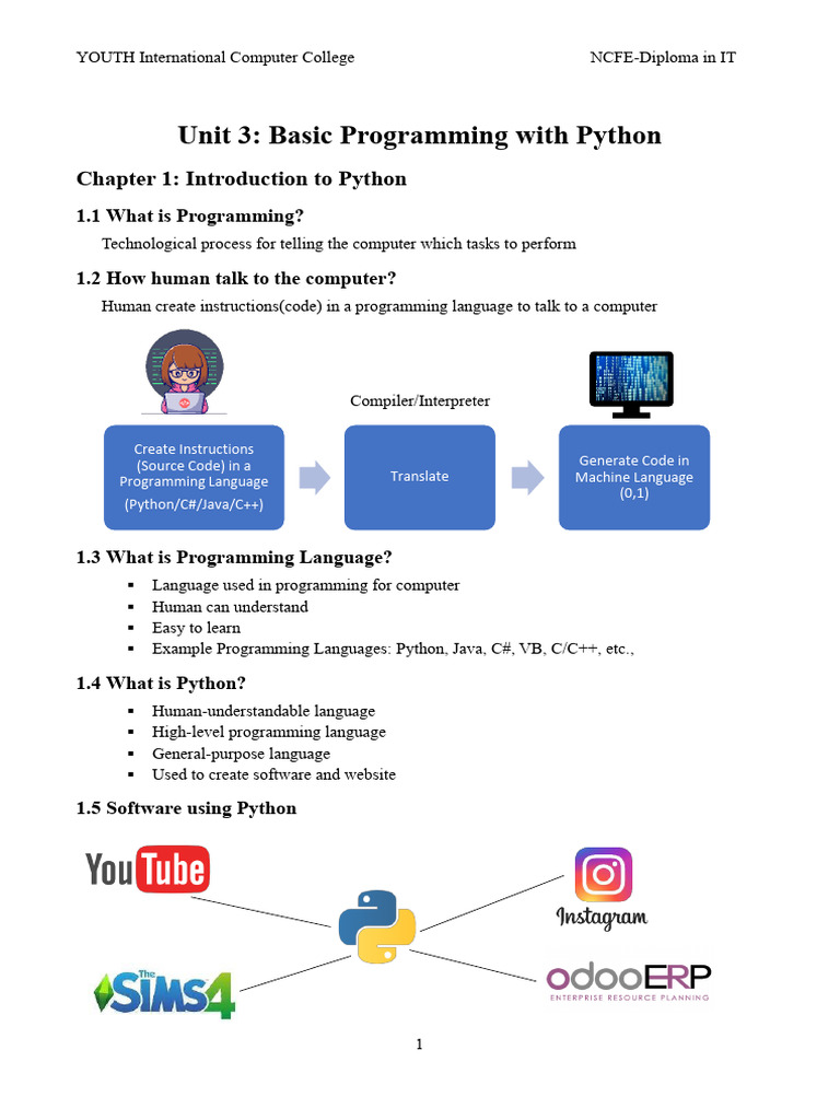 Unit3 Programming DIT 1030 1200 | PDF | Computer Program | Programming