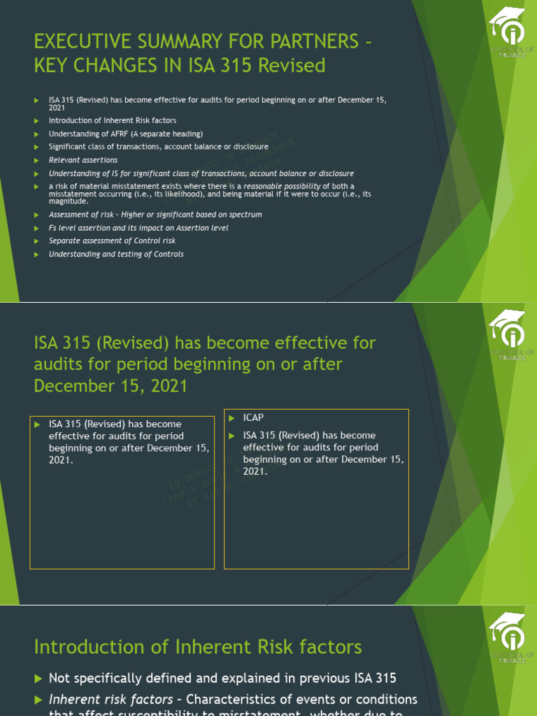 Key Changes in ISA 315 Revised Summary | PDF | Risk | Audit