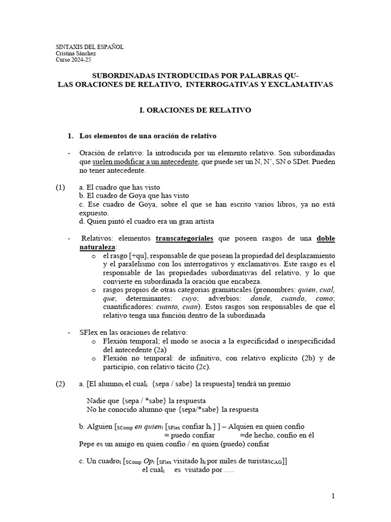 Oraciones de Relativo en Español | PDF | Oración (Lingüística ...