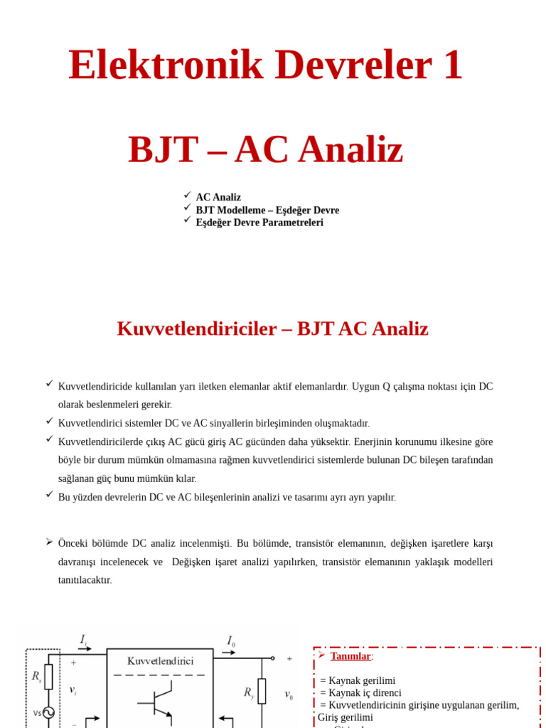 ED1-9.Hafta - BJT - AC Analiz | PDF