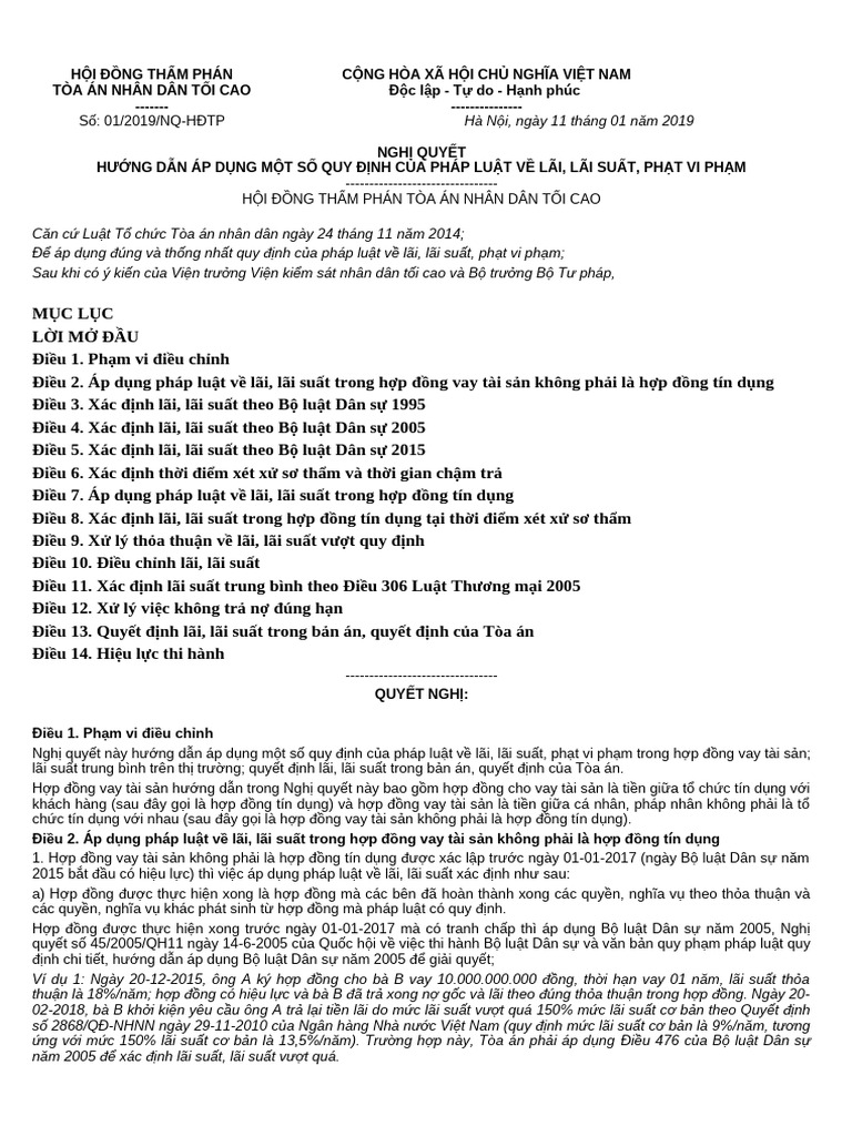 7.LDS 2- Nghị quyết-01-2019-NQ-HĐTP | PDF