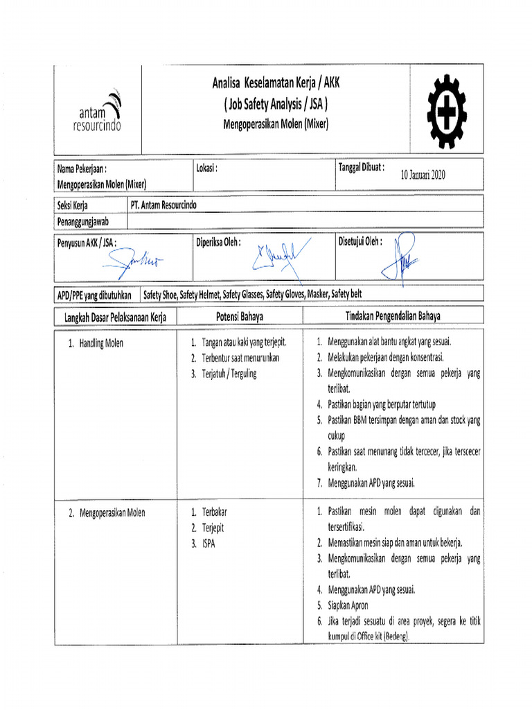 Contoh JSA Pekerjaan R Bin | PDF