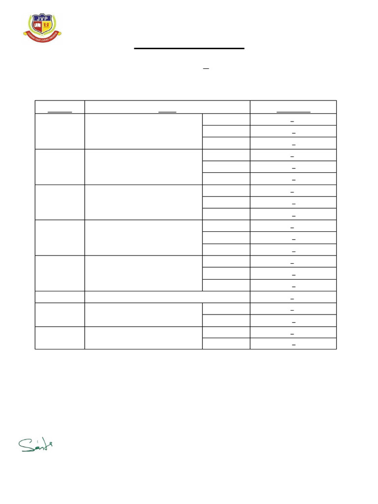 Jamna Vidyapeeth School PT 3 Schedule | PDF