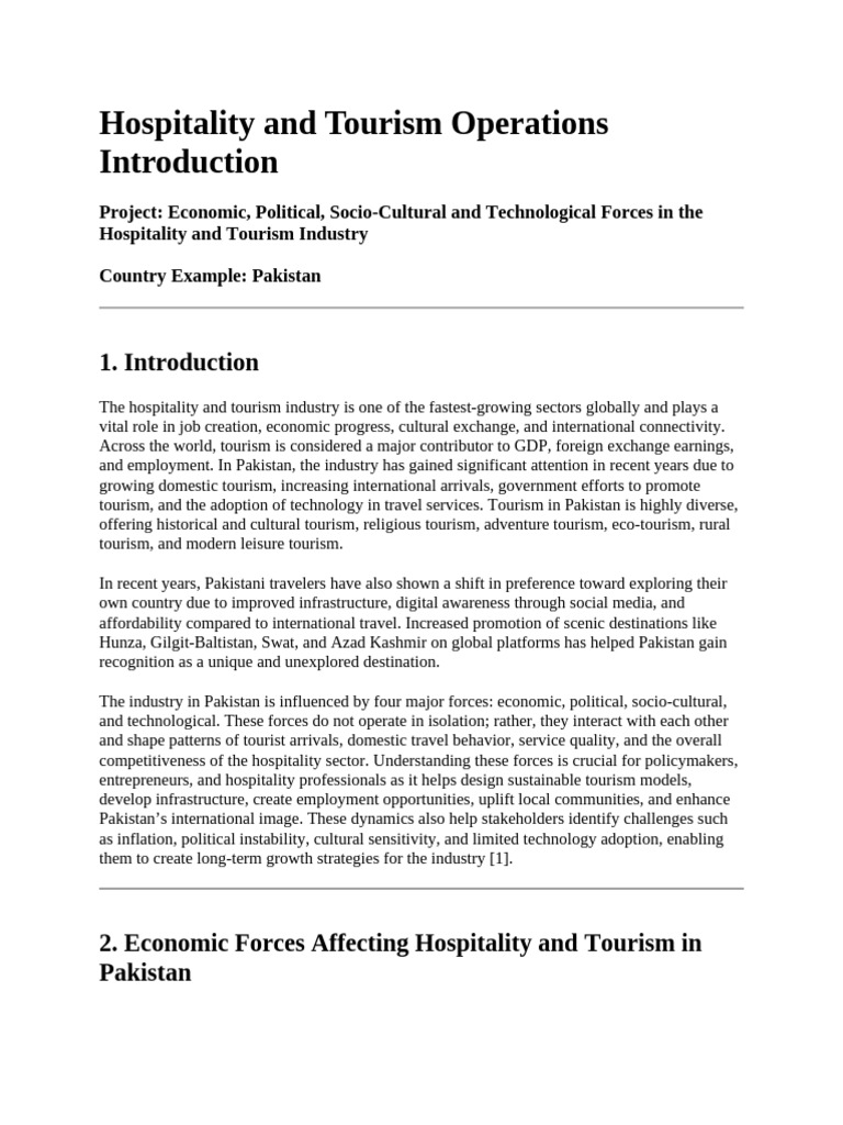Hospitality and Tourism Operations Introduction | PDF | Tourism | Pakistan