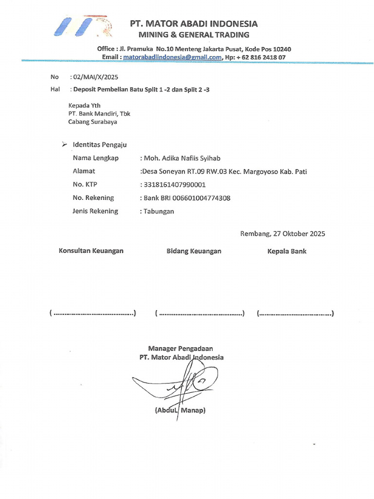 Rekomendasi Pencairan PT, Syihab | PDF