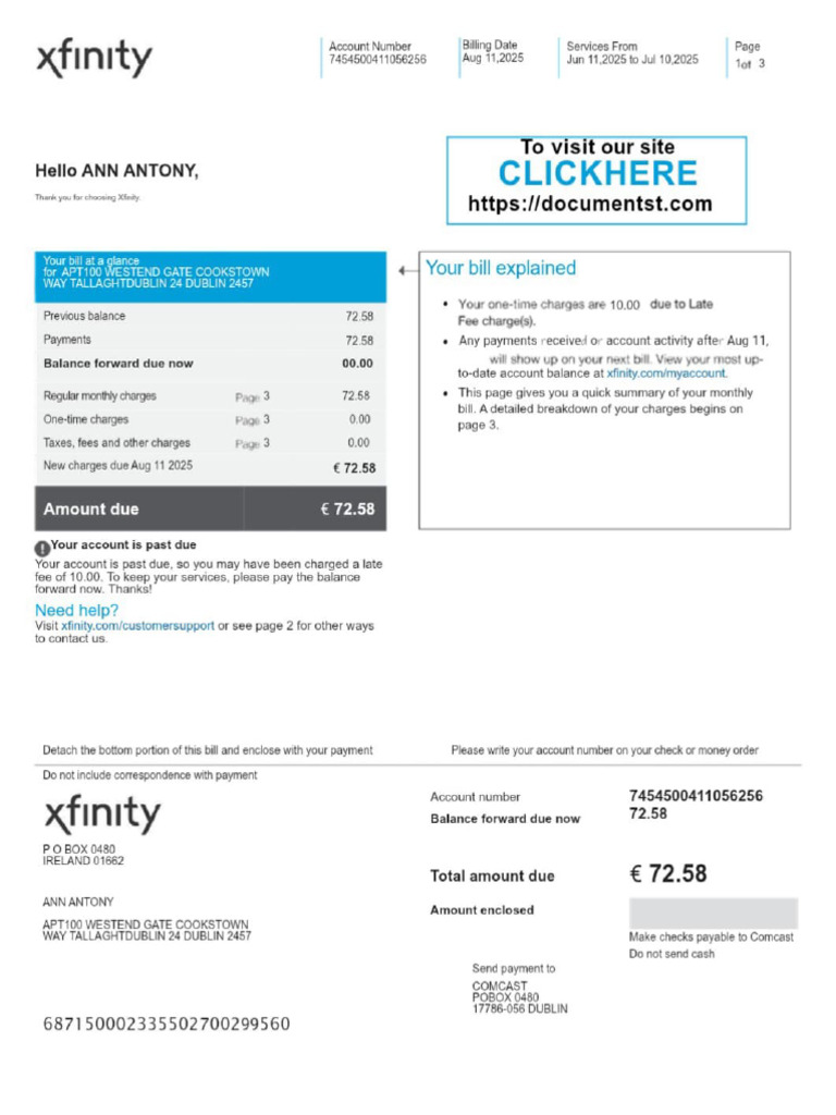 Ann Xfinity Bill 0825 | PDF | Business | Service Industries