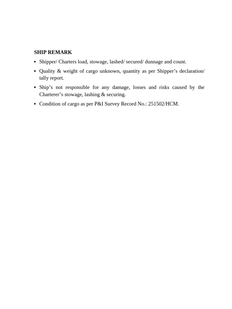 Ship Remark | PDF