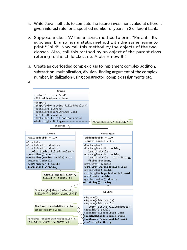 Java Exercise | PDF | Class (Computer Programming) | Method (Computer ...