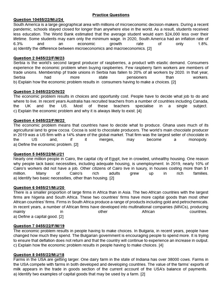 Igcse Economics Chaper 1 and 2 | PDF | Cost Of Living | Labour Economics