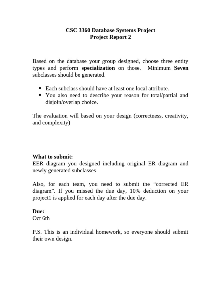 CSC 3360 Database Systems Project 2 | PDF