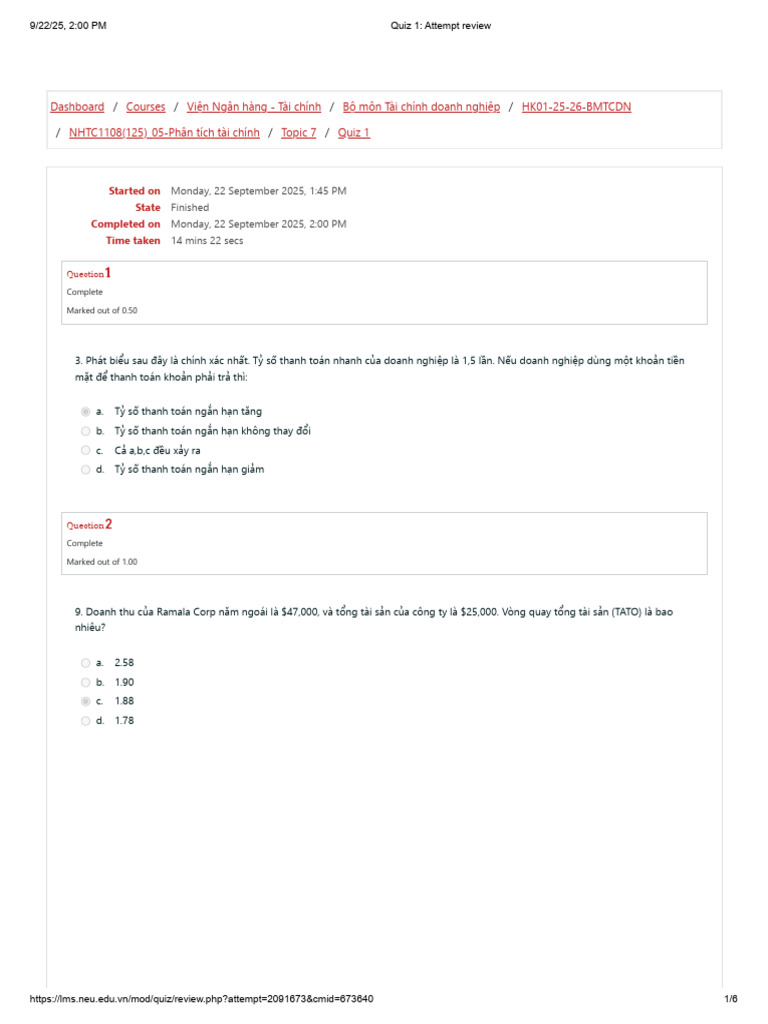 Quiz 1 - Attempt Review | PDF