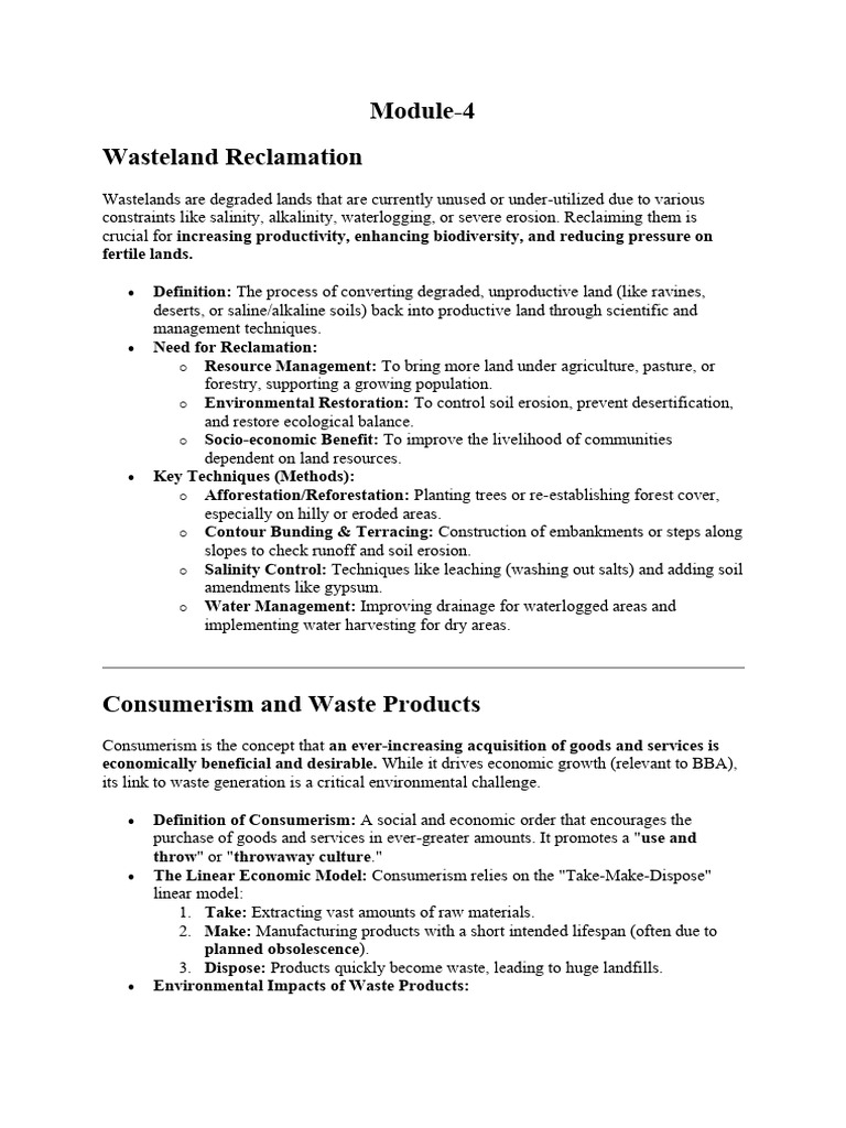 Module 4 Wasteland Reclaimation Part | PDF | Life Cycle Assessment ...