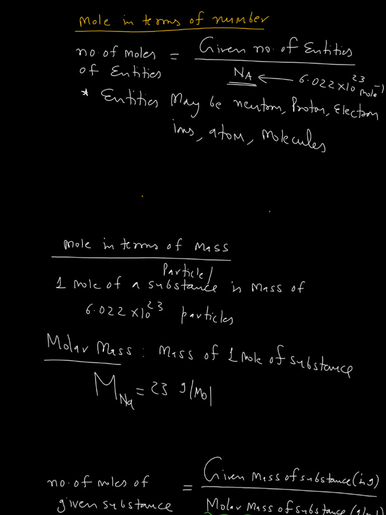 Mole Concept - L-02 (Class Notes) - Mole in Terms of Mass and Volume | PDF