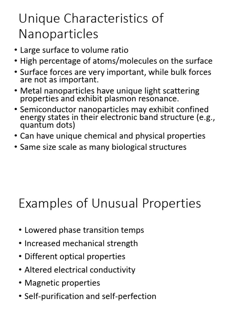 Unique Characteristics of Nanoparticles | PDF | Nanoparticle ...