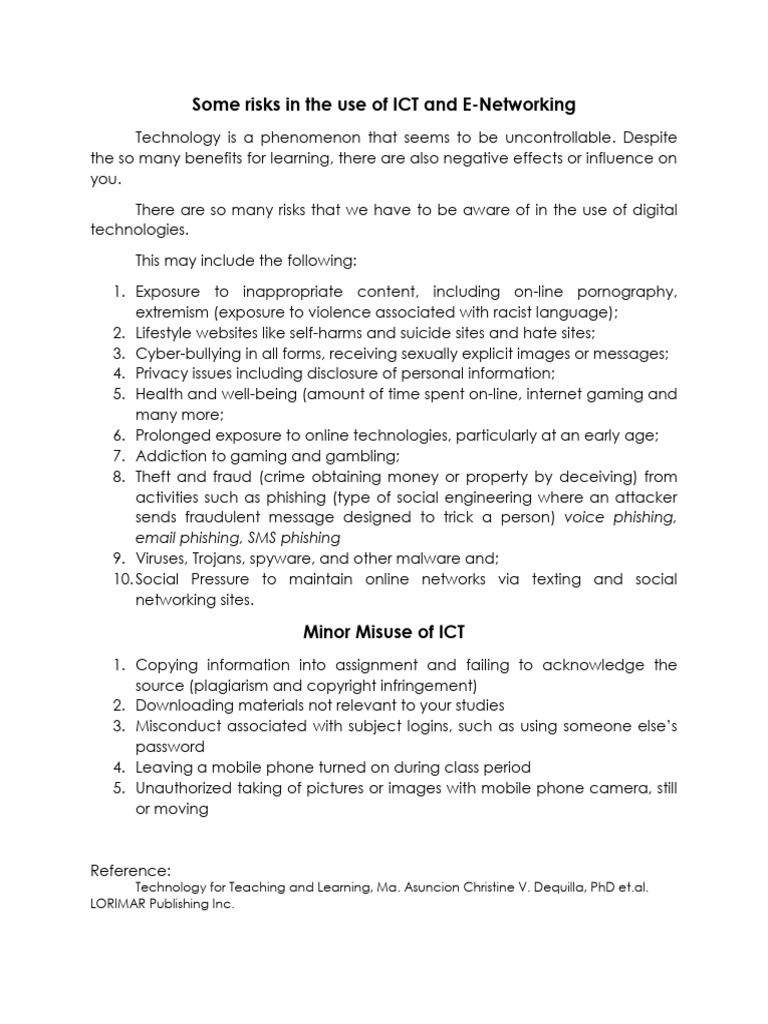 Risks in The Use of ICT | PDF