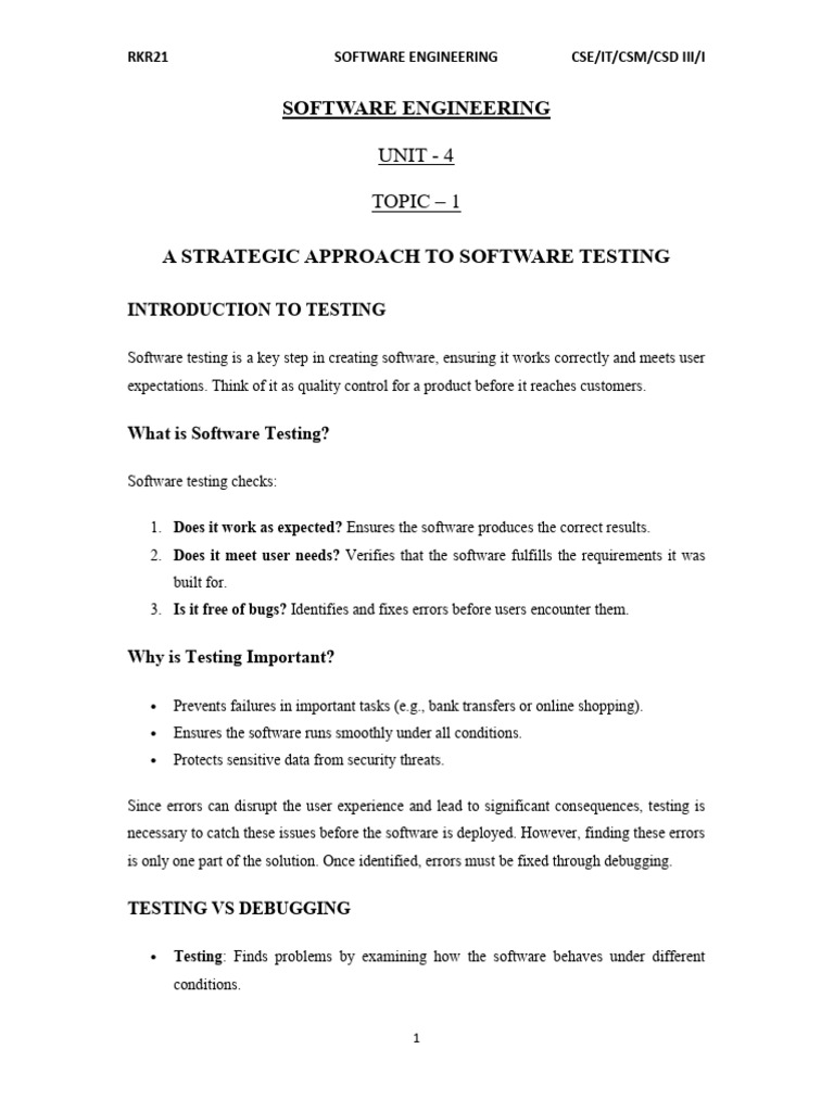Se Unit 4 Topic 1 | PDF | Software Testing | Software