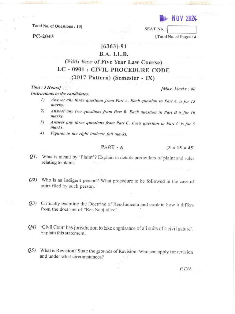 Question Paper BA | PDF