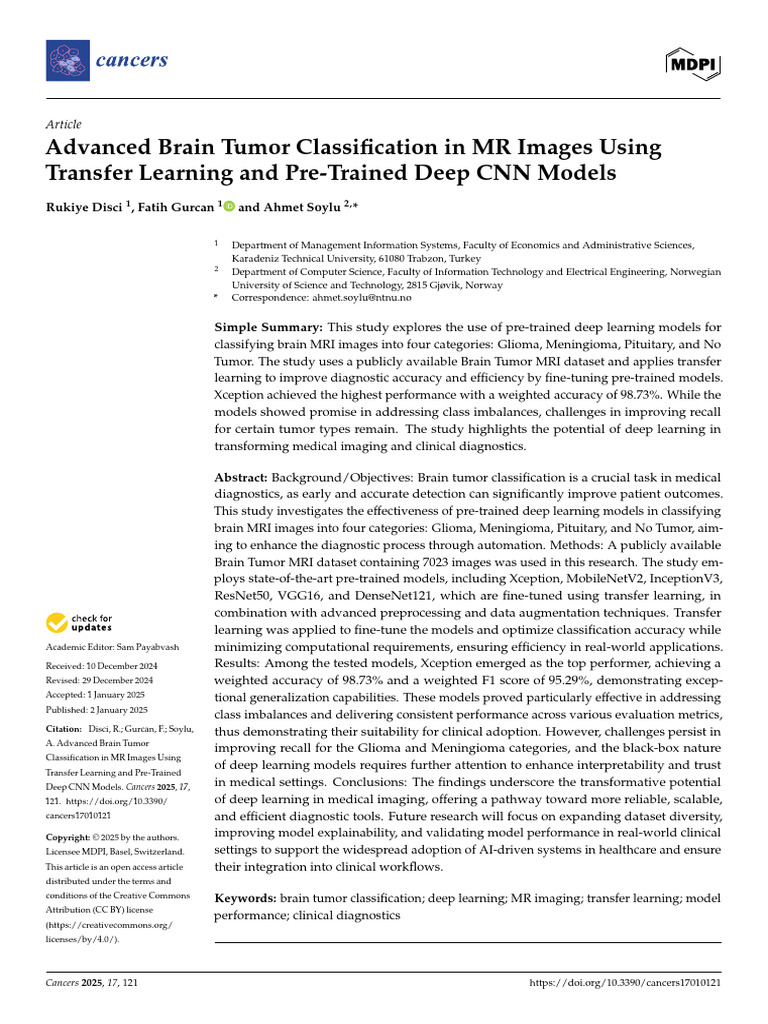 Brain Tumor Classification via Deep Learning | PDF | Deep Learning ...