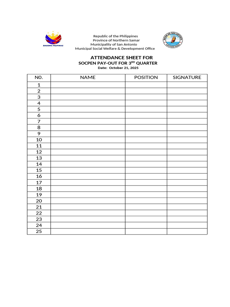 San Antonio SOCPEN Pay-Out Attendance | PDF