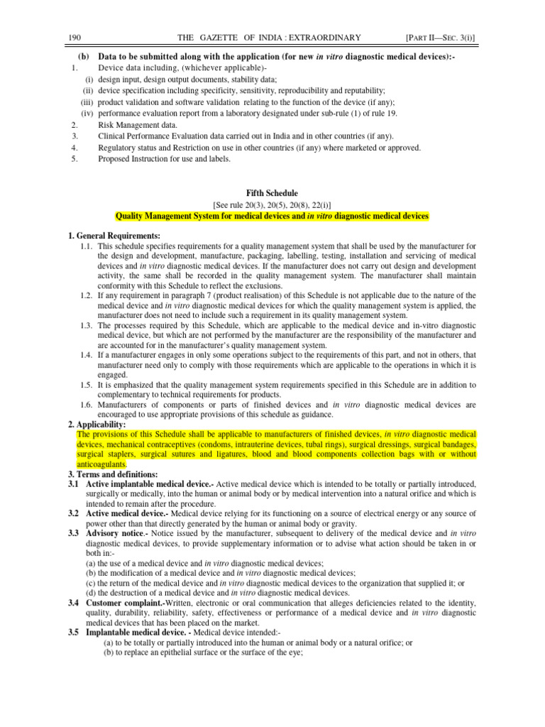 5th Schedule MDR | PDF | Verification And Validation | Medical Device