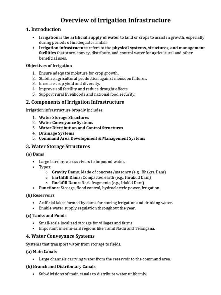 Overview of Irrigation Infrastructure | PDF | Irrigation | Dam