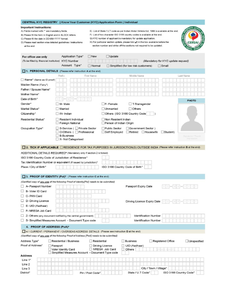 Central Kyc Form | PDF