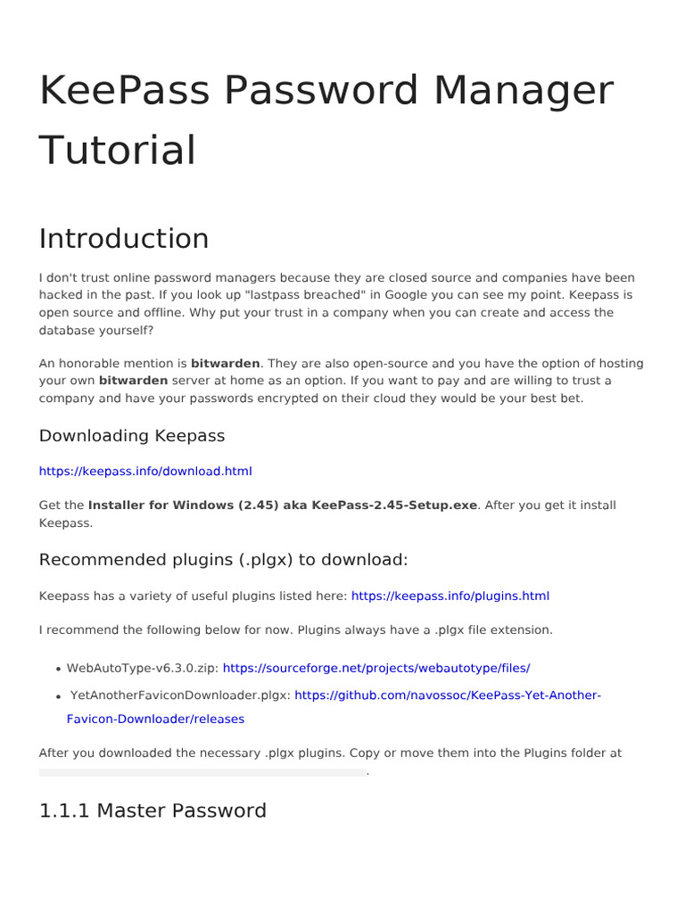Keepass Password Manager Tutorial | PDF | Computing | Software
