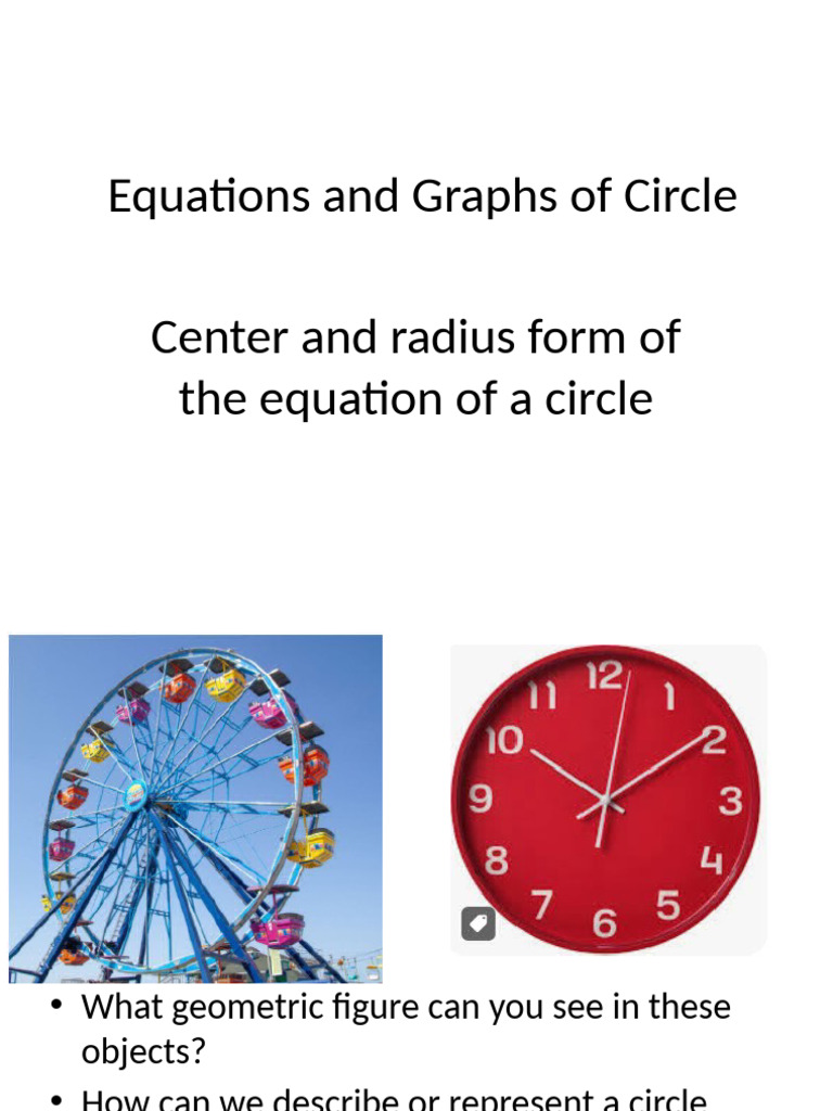 Equations and Graphs of Circle (Center-Radius Form) | PDF