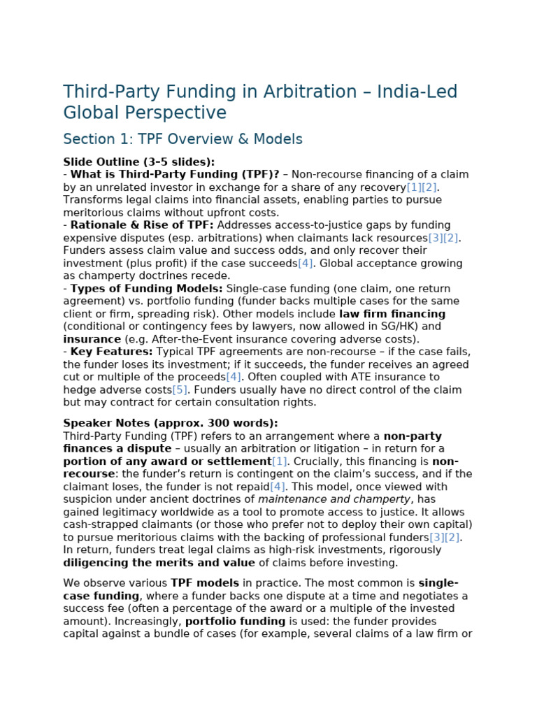 Third-Party Funding in Arbitration Explained | PDF | Arbitration ...
