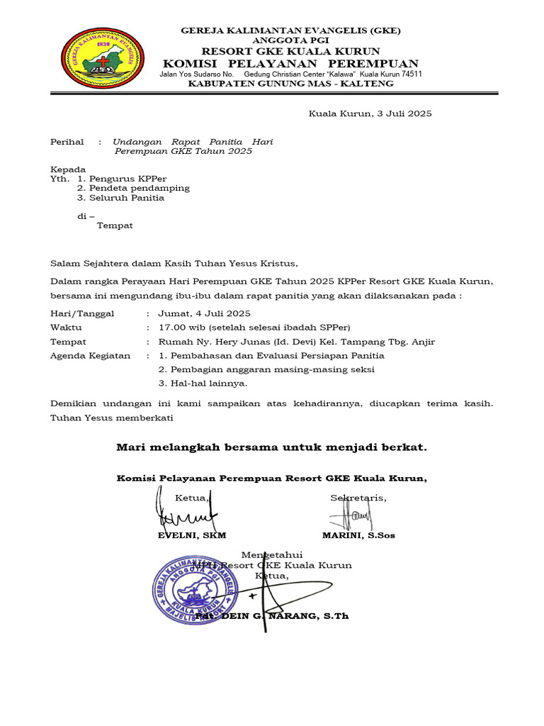 Undangan Rapat Hari Perempuan GKE KPPerFinal | PDF