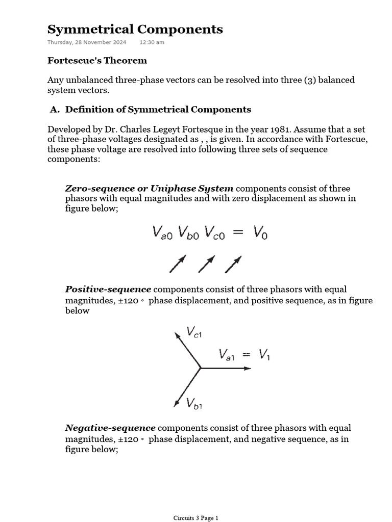 Fortescue's Theorem Explained | PDF | Electrical Engineering ...