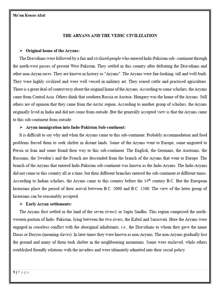 The Aryans and The Vedic Civilization | PDF | Rama | Vedas