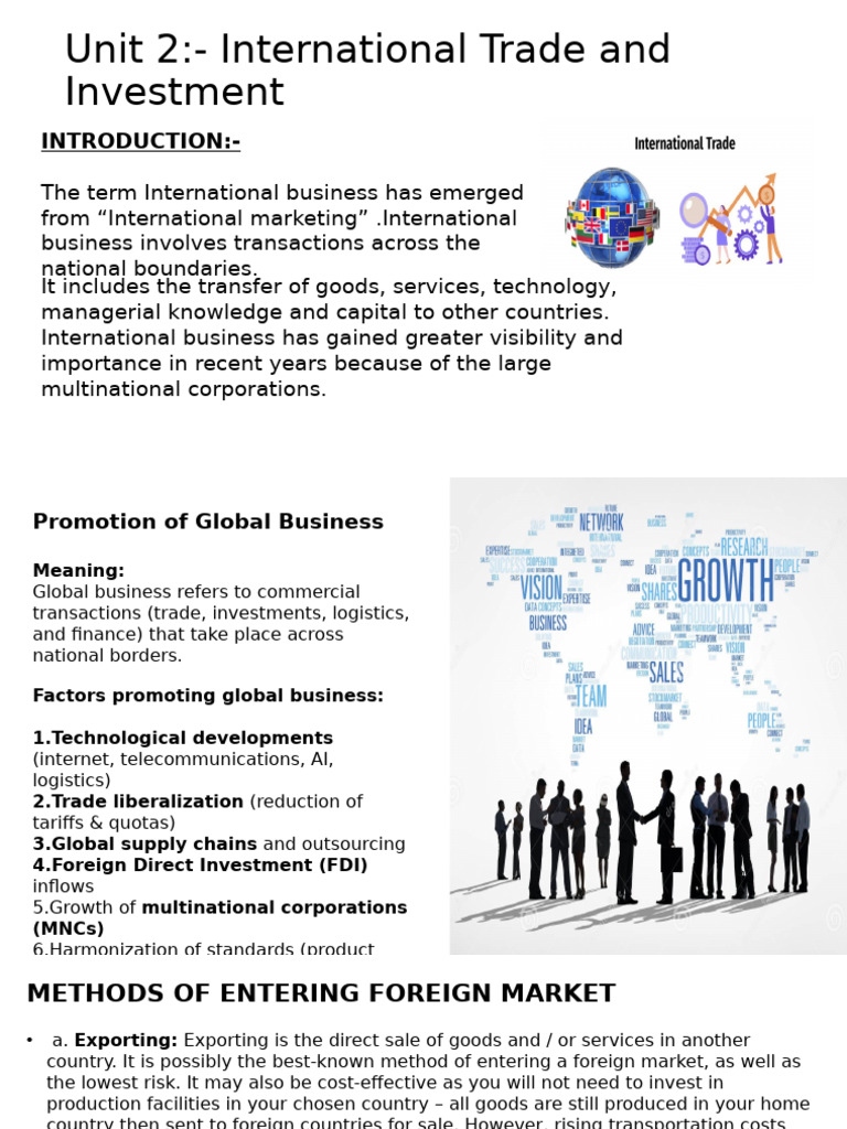 Unit 2 International Trade and Investment | PDF | Cost Of Living ...