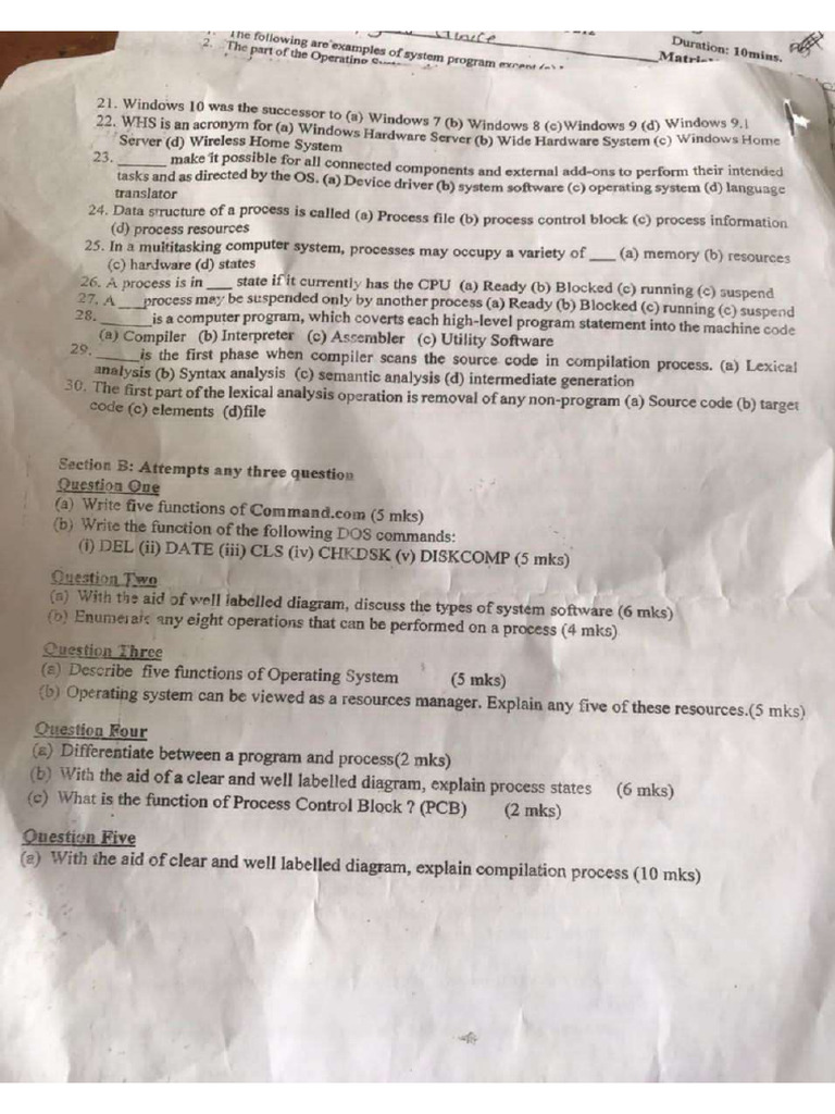 System Programing Past Question 2021 Part 1 | PDF