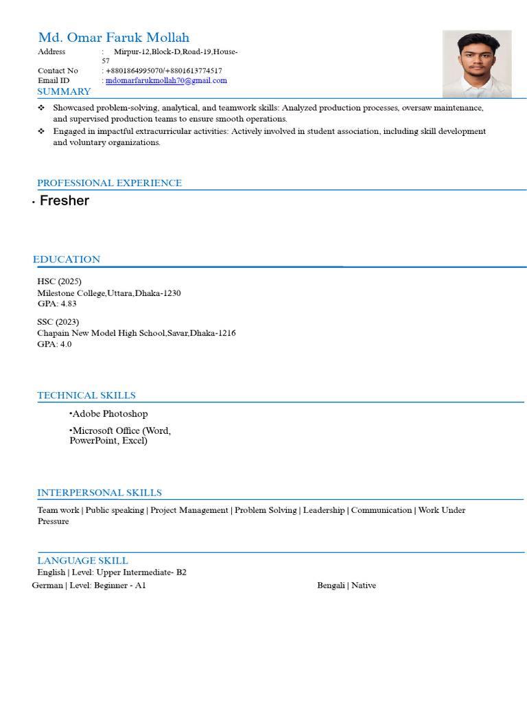 CV With Pic | PDF