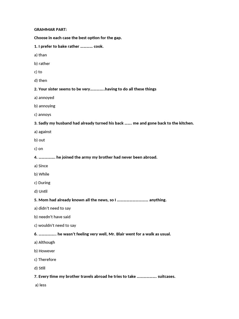 Grammar Gap-Filling Exercises | PDF