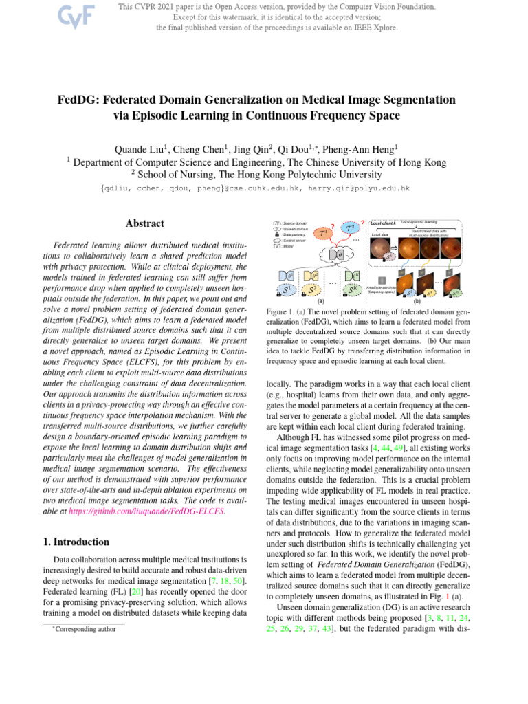 Liu FedDG Federated Domain Generalization On Medical Image Segmentation ...